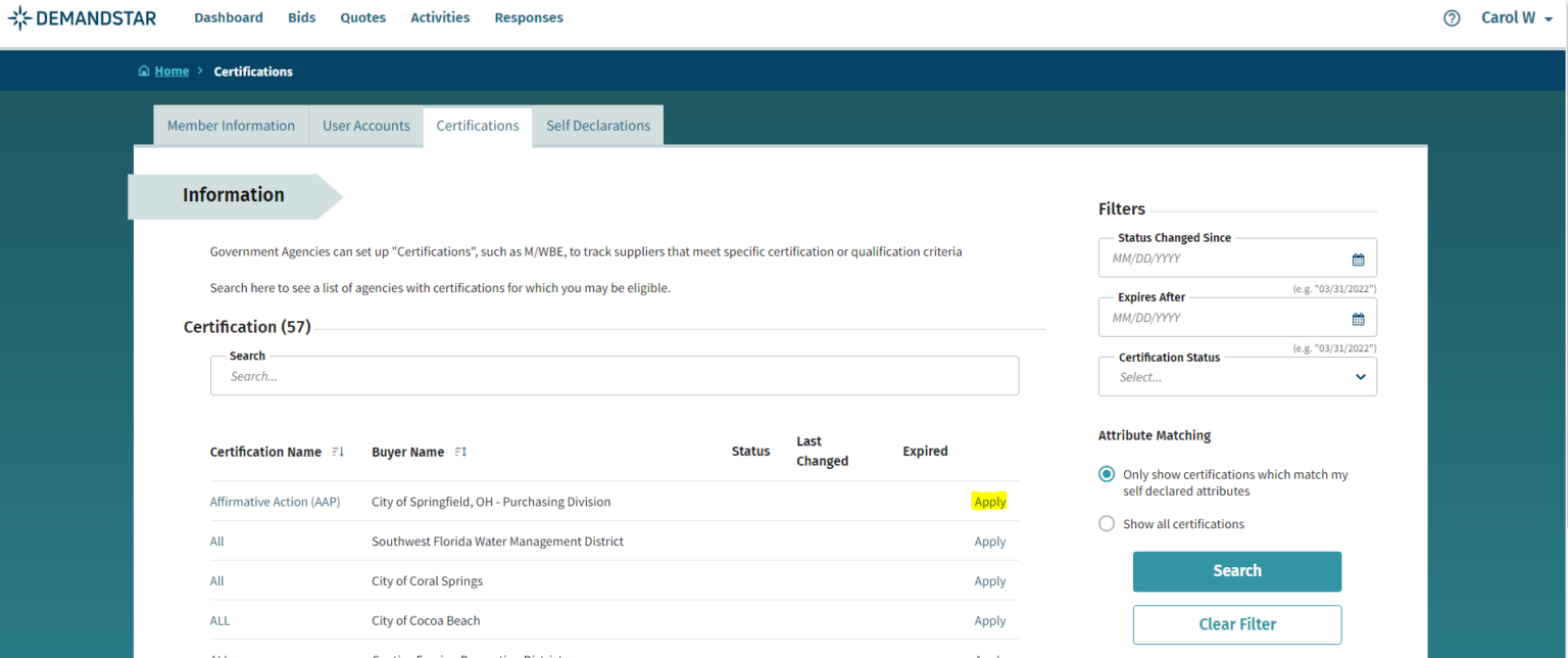 How to Apply to Certifications - DemandStar | Government Contract Bids ...